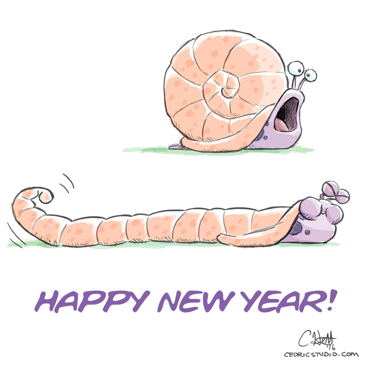 Happy New Year Snail – Sketchbook Silliness